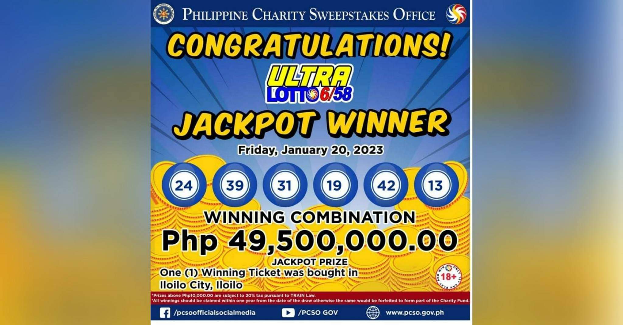 Iloilo City bettor wins P49.5-M lotto jackpot - Iloilo Metropolitan Times